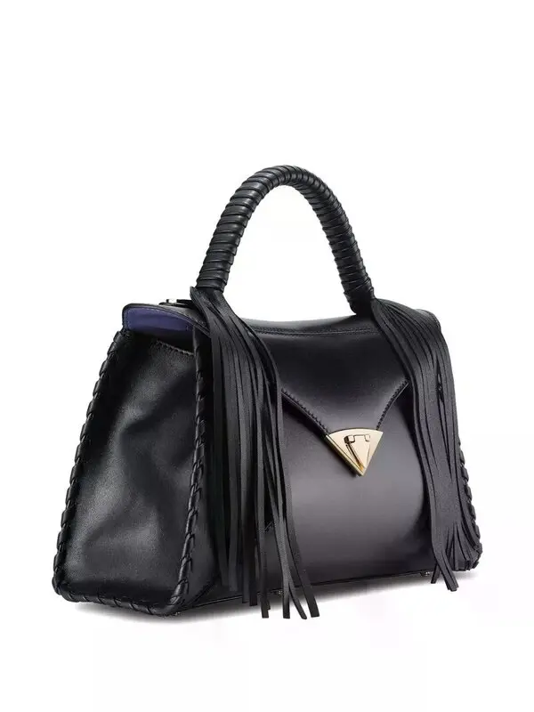 Tyler Ellis Large Lj Fringe-detail Whipstitch Tote Bag - Black