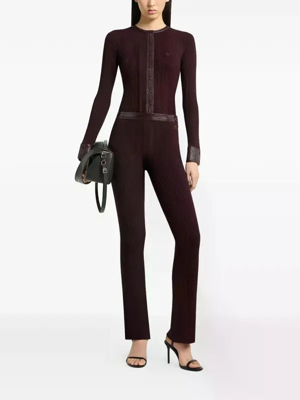 COURREGES Ribbed-knit Cardigan With Vinyl Trim