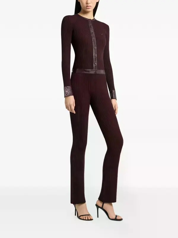 COURREGES Ribbed-knit Cardigan With Vinyl Trim