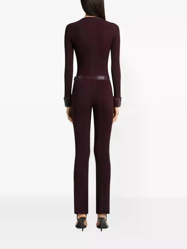 COURREGES Ribbed-knit Cardigan With Vinyl Trim - Red