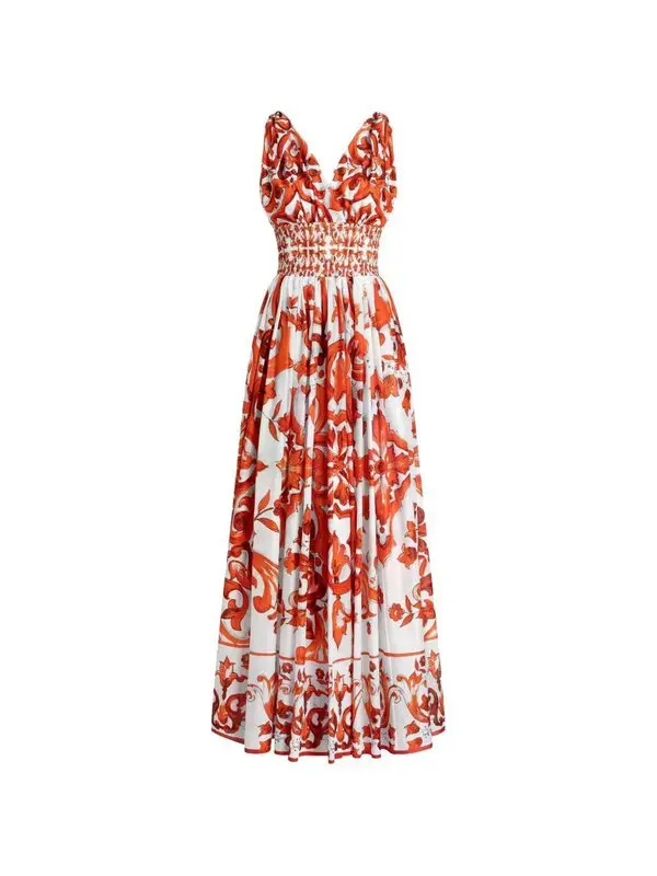 Dolce & Gabbana Majolica Print Long Dress