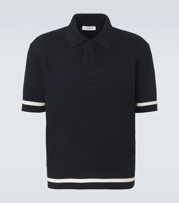 Givenchy Crochet Cotton Polo Shirt - Blue