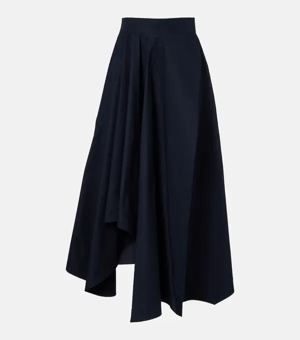 Givenchy Asymmetric Cotton Poplin Maxi Skirt - Blue