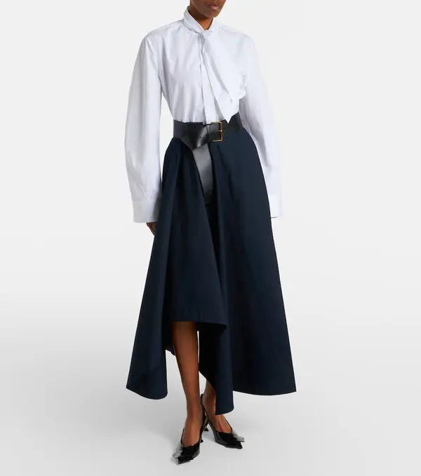 Givenchy Asymmetric Cotton Poplin Maxi Skirt