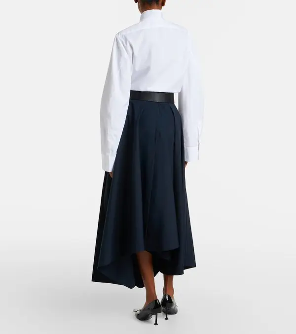 Givenchy Asymmetric Cotton Poplin Maxi Skirt