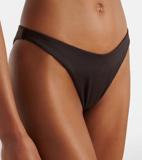 Staud Dana Satin Bikini Bottoms - Brown