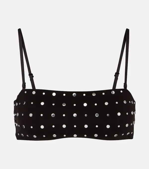 Staud Sara Studded Bikini Top - Brown