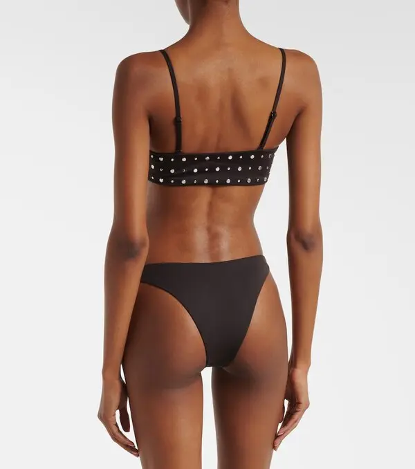 Staud Sara Studded Bikini Top - Brown