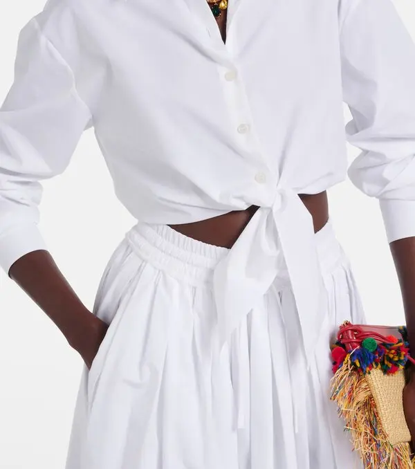 Dolce & Gabbana Cropped Cotton Poplin Shirt - White