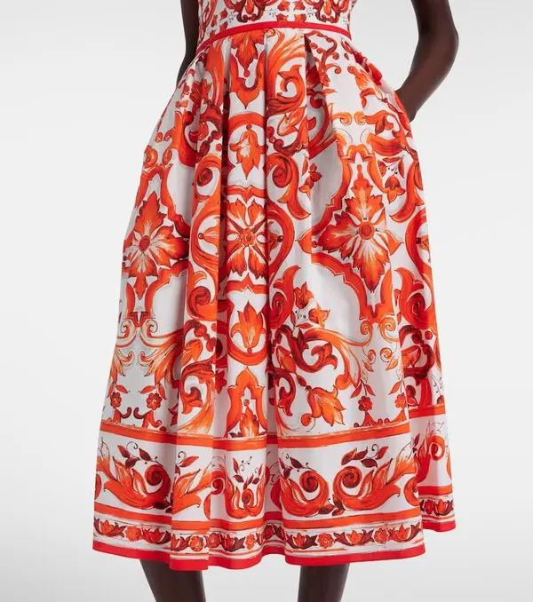 Dolce & Gabbana Majolica Printed Cotton Poplin Midi Dress