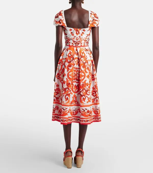 Dolce & Gabbana Majolica Printed Cotton Poplin Midi Dress