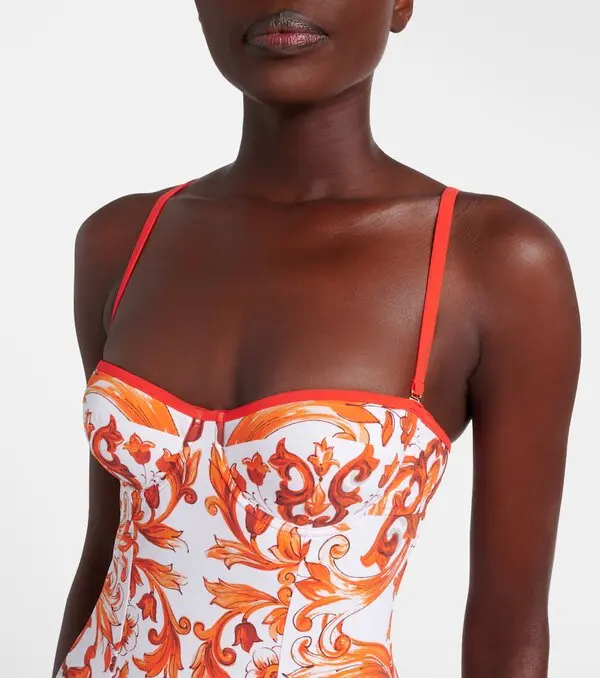 Dolce & Gabbana Majolica Print Swimsuit - Orange