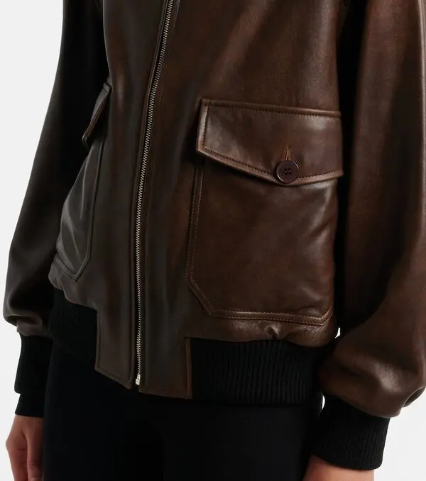 Nour Hammour Anton Leather Blouson Jacket - Brown