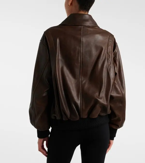Nour Hammour Anton Leather Blouson Jacket - Brown
