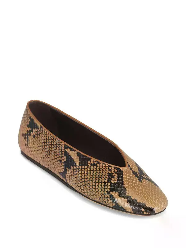 Le Monde Beryl Snake-effect Leather Ballet Flats