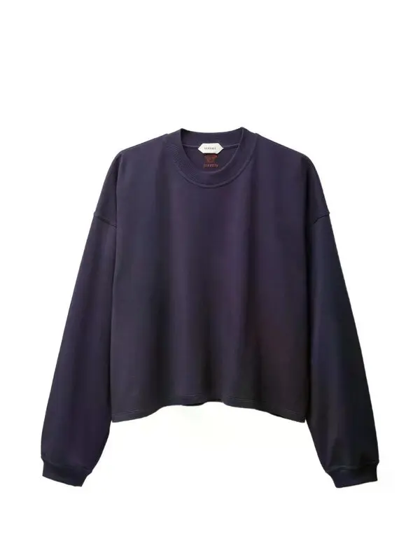 Versace Embroidered Cotton-jersey Long-sleeved T-shirt - Blue