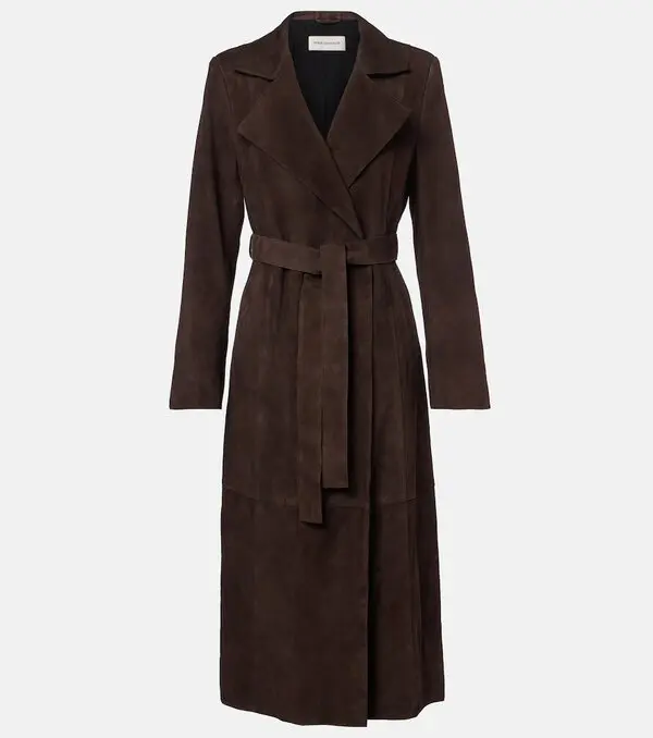 Nour Hammour Winona Suede Wrap Coat - Brown
