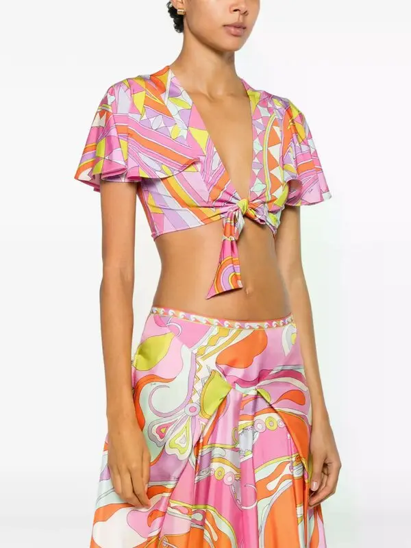 Emilio Pucci Geometric Print Tie-fastening Top