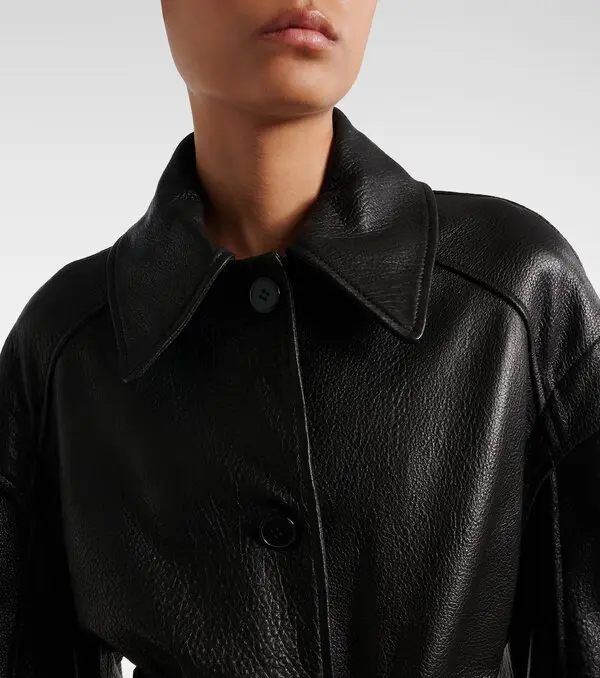 Nour Hammour Belted Leather Jacket