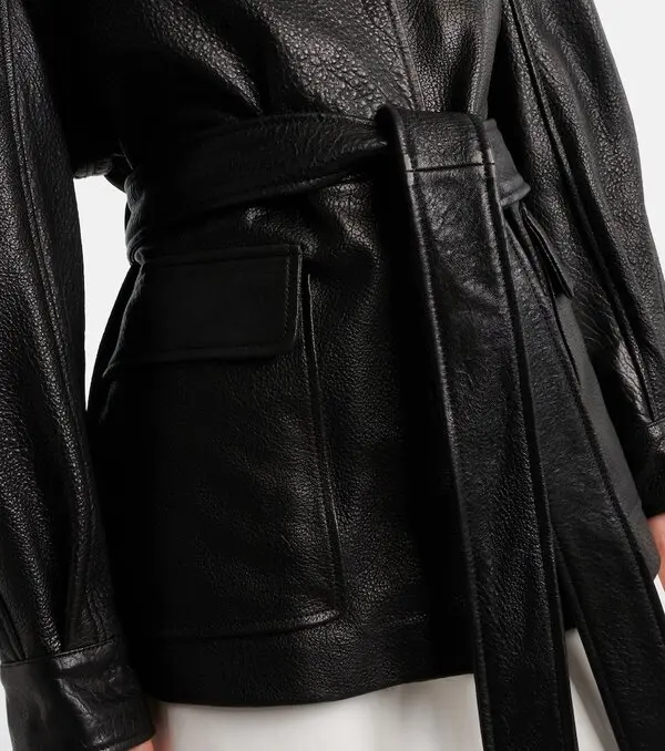 Nour Hammour Belted Leather Jacket