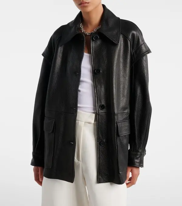 Nour Hammour Belted Leather Jacket