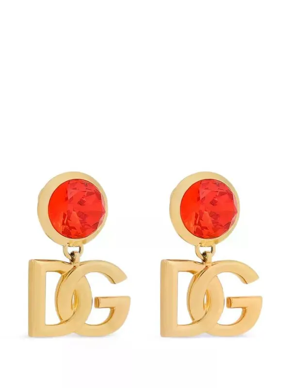 Dolce & Gabbana Clip Earrings With Logo - Gold