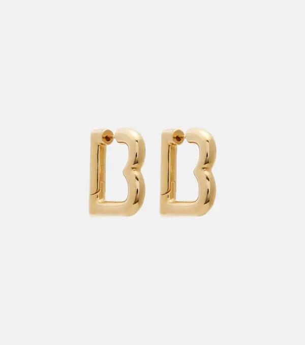 Balenciaga B Hoop Earrings - Gold