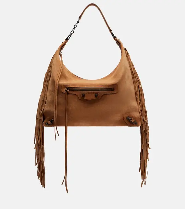 Balenciaga Le City Medium Suede Shoulder Bag - Brown