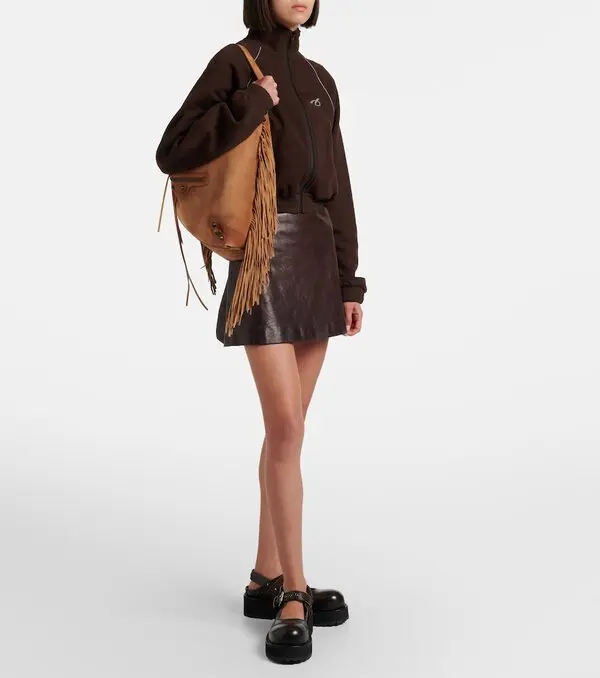 Balenciaga Le City Medium Suede Shoulder Bag - Brown