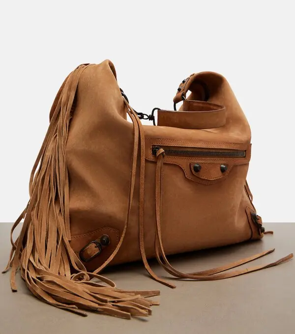Balenciaga Le City Medium Suede Shoulder Bag - Brown
