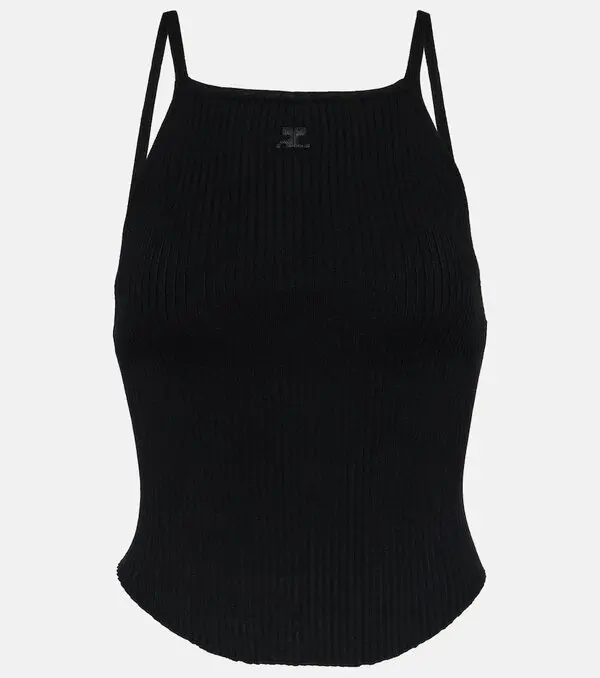 COURREGES Courrèges Ribbed-knit Tank Top - Black