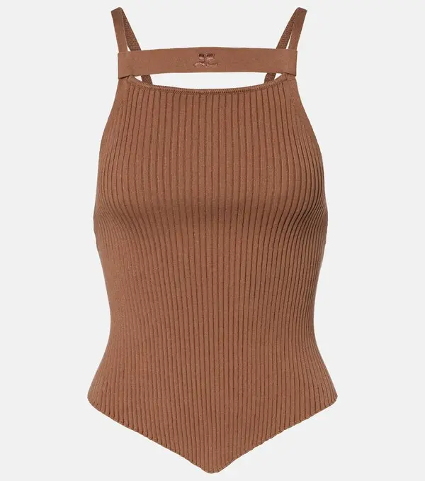 COURREGES Courrèges Ribbed-knit Tank Top - Brown