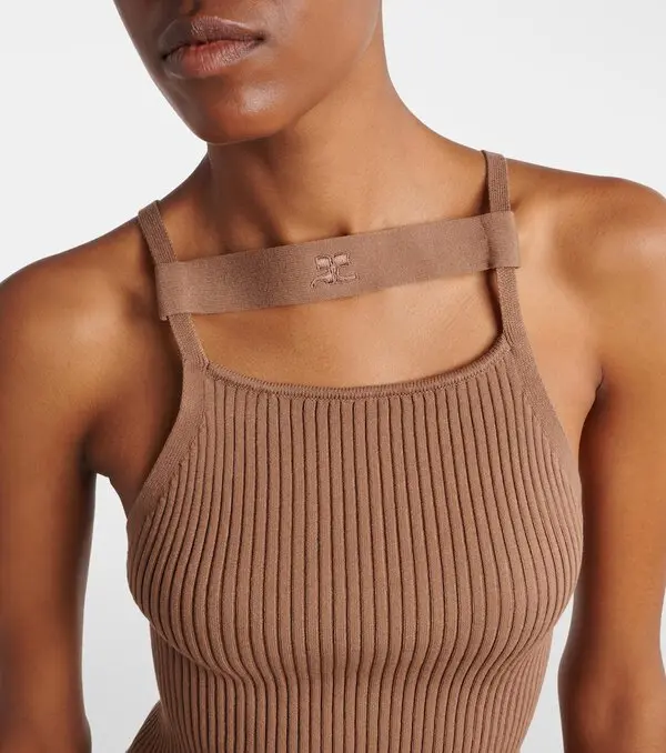 COURREGES Courrèges Ribbed-knit Tank Top - Brown