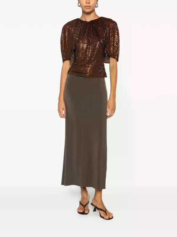 SELF-PORTRAIT Sequin Embellished Gathered Top