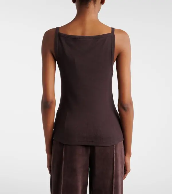 COURREGES Courrèges Ribbed-knit Cotton Tank Top - Brown