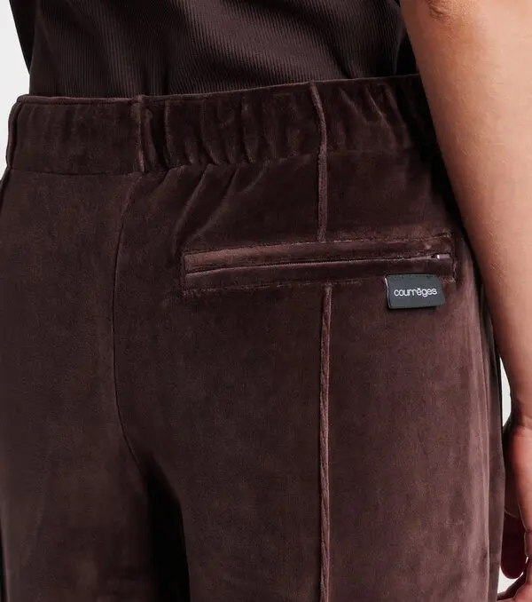 COURREGES Courrèges Cotton-blend Velvet Wide Leg Sweatpants - Brown