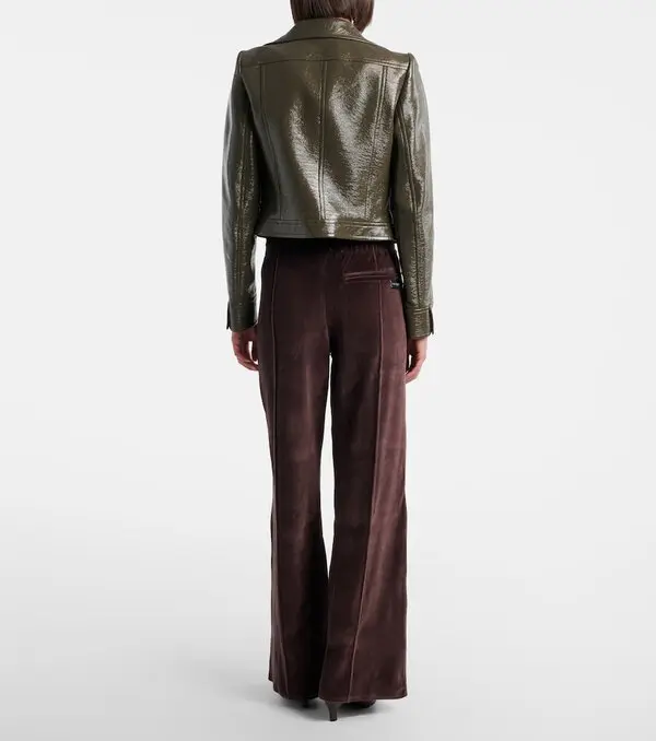 COURREGES Courrèges Cotton-blend Velvet Wide Leg Sweatpants - Brown