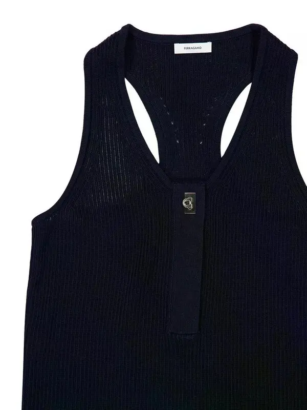 FERRAGAMO Gancini Plaque Ribbed Tank Top