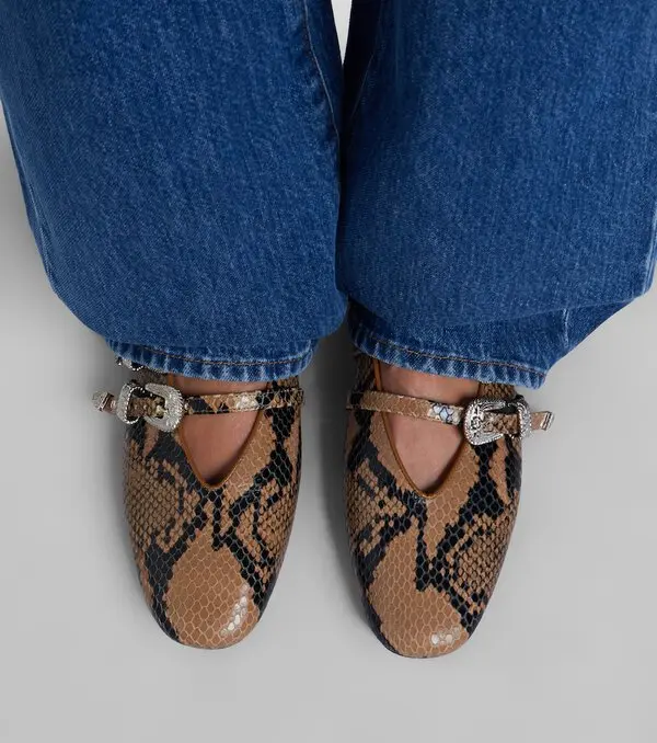 Le Monde Beryl Claudia Leather Mary Jane Flats - Brown