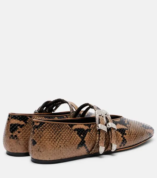 Le Monde Beryl Claudia Leather Mary Jane Flats - Brown