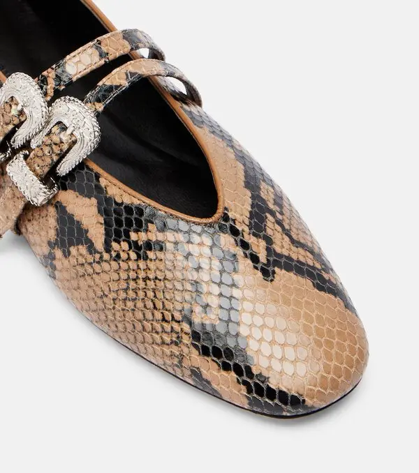 Le Monde Beryl Claudia Leather Mary Jane Flats - Brown