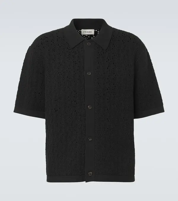 FRAME Crochet Cotton-blend Polo Shirt
