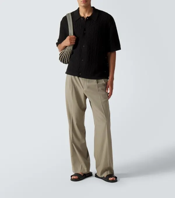 FRAME Crochet Cotton-blend Polo Shirt