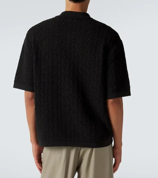 FRAME Crochet Cotton-blend Polo Shirt