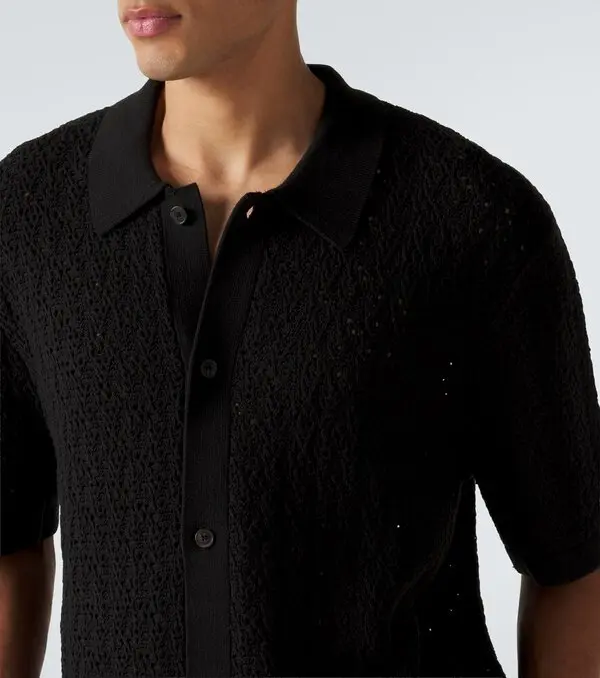 FRAME Crochet Cotton-blend Polo Shirt