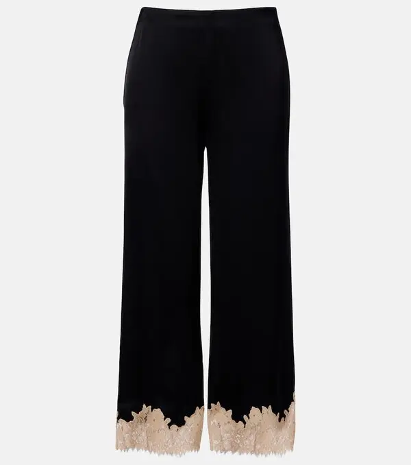 Rixo Marcela Wide-leg Pants With Lace Trim - Black