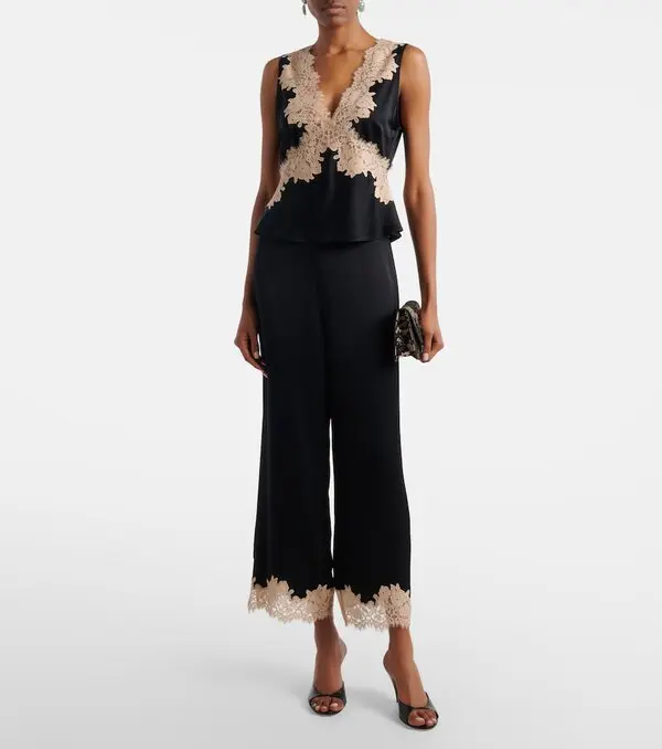Rixo Marcela Lace-trimmed Wide-leg Pants