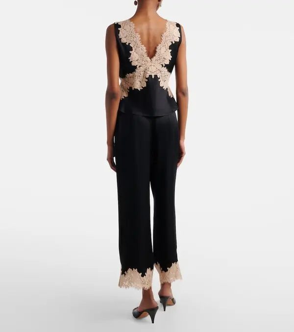 Rixo Marcela Lace-trimmed Wide-leg Pants