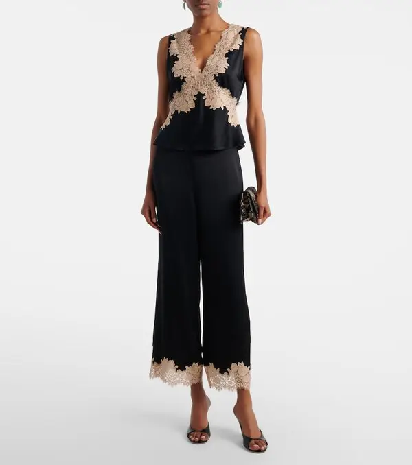 Rixo Emmie Lace-trimmed Satin Top