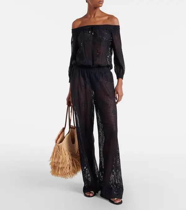 Melissa Odabash Tully Crochet Jumpsuit - Black